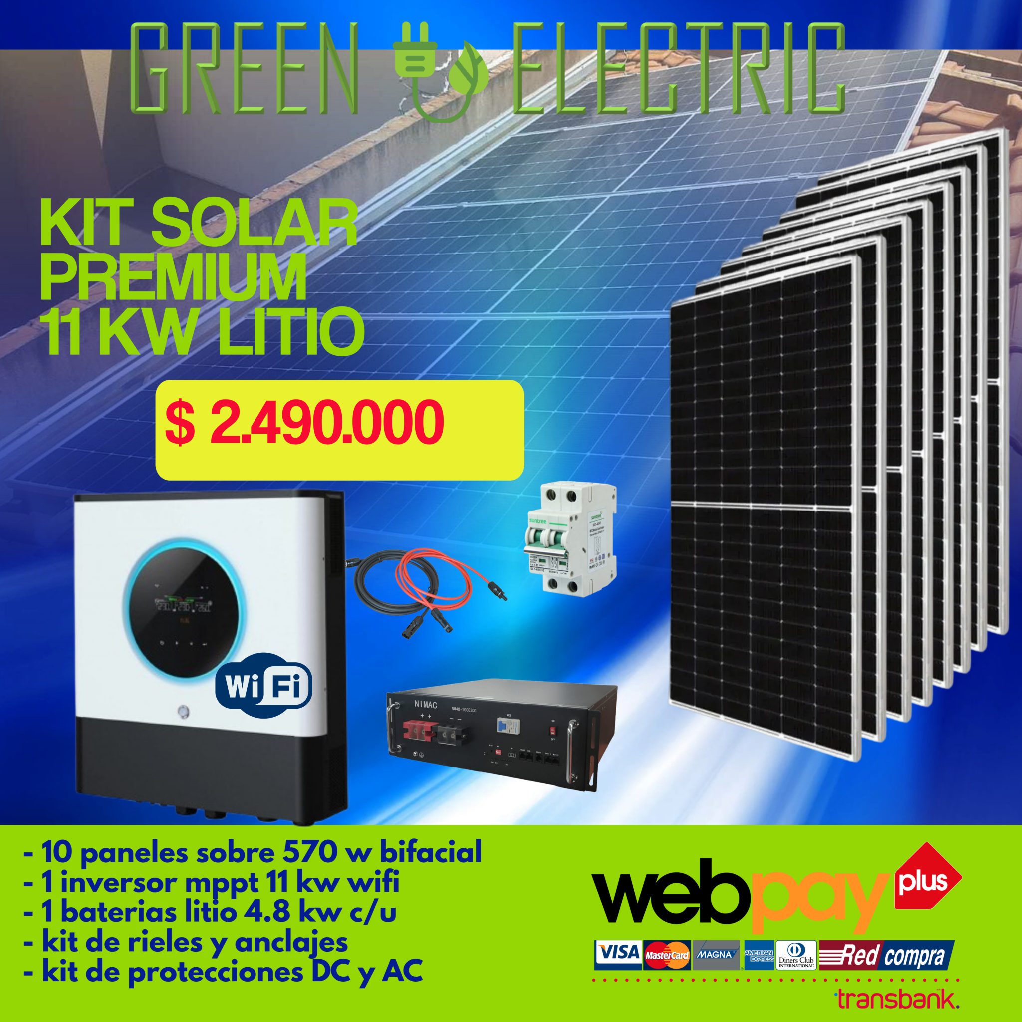 KIT SOLAR PREMIUM 11 KW 10 PANELES – Greenelectric